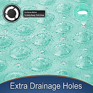Yimobra Original Bath Tub Shower Mat Extra Long 16 x 40 Inches, Non-Slip with Drain Holes, Suction Cups, Machine Washable, Phthalate Free, Latex Free, BPA Free, Bathroom Mats, Clear Green