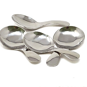 Honbay 4PCS Stainless Steel Short Handle Spoon for Salt Condiments Dessert Tea Coffee (silver)