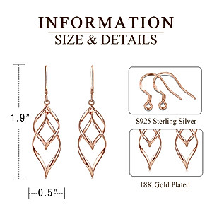 Rose Gold Earrings for Women Infinity Twist Dangle Earrings With Sterling Silver Post Birthday Gifts for Women