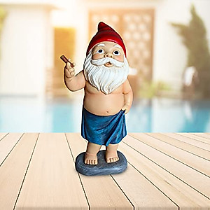 JHWKJS Garden Gnome Statue, Funny Garden Gnome Outdoor Pool Statue Decoration Indoor Outdoor Lawn Figurines for Home Patio Yard Garden Decor, Housewarming Garden Gift