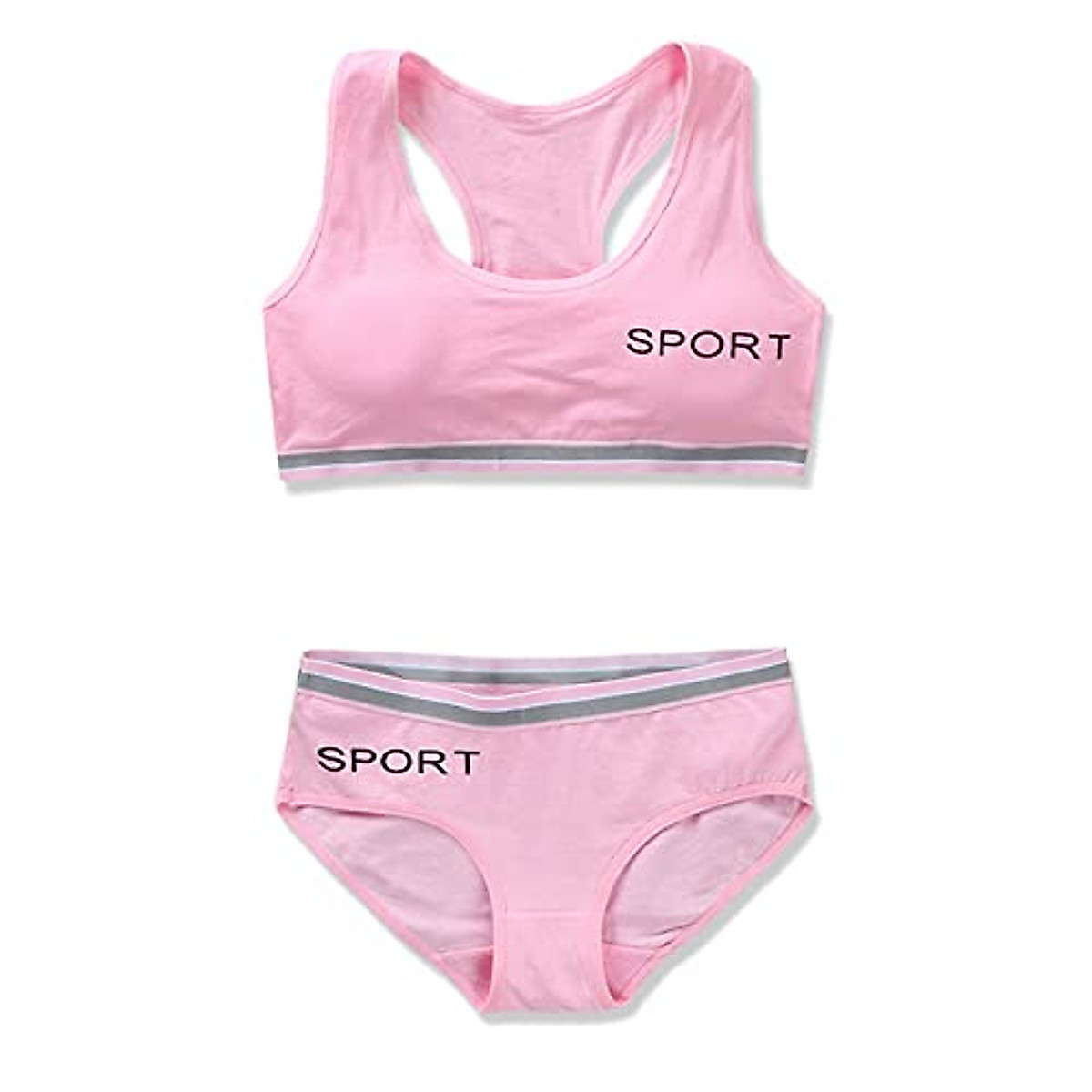 EUBUY Soft Cotton Elastic Breathable Training Bra and Underwear Set for Teen Girls 8-18 Years Old