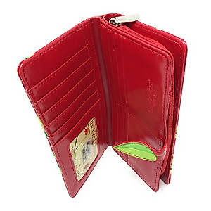 Shag Wear Playful Pandas on Bamboo Large Wallet for Women and Teen Girls Vegan Faux Leather 7" Red