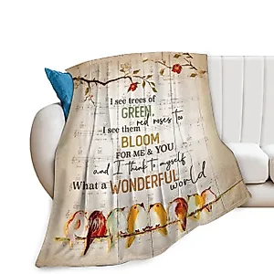Birds Blanket Vintage Music Birds Throw Blanket Rustic Farmhouse Country Plush Stuff Blanket Fleece Fuzzy for Girls Boys Soft Warm Cozy Flannel for Couch Bed Sofa Gifts for Kids Teens Adults 50"x40"