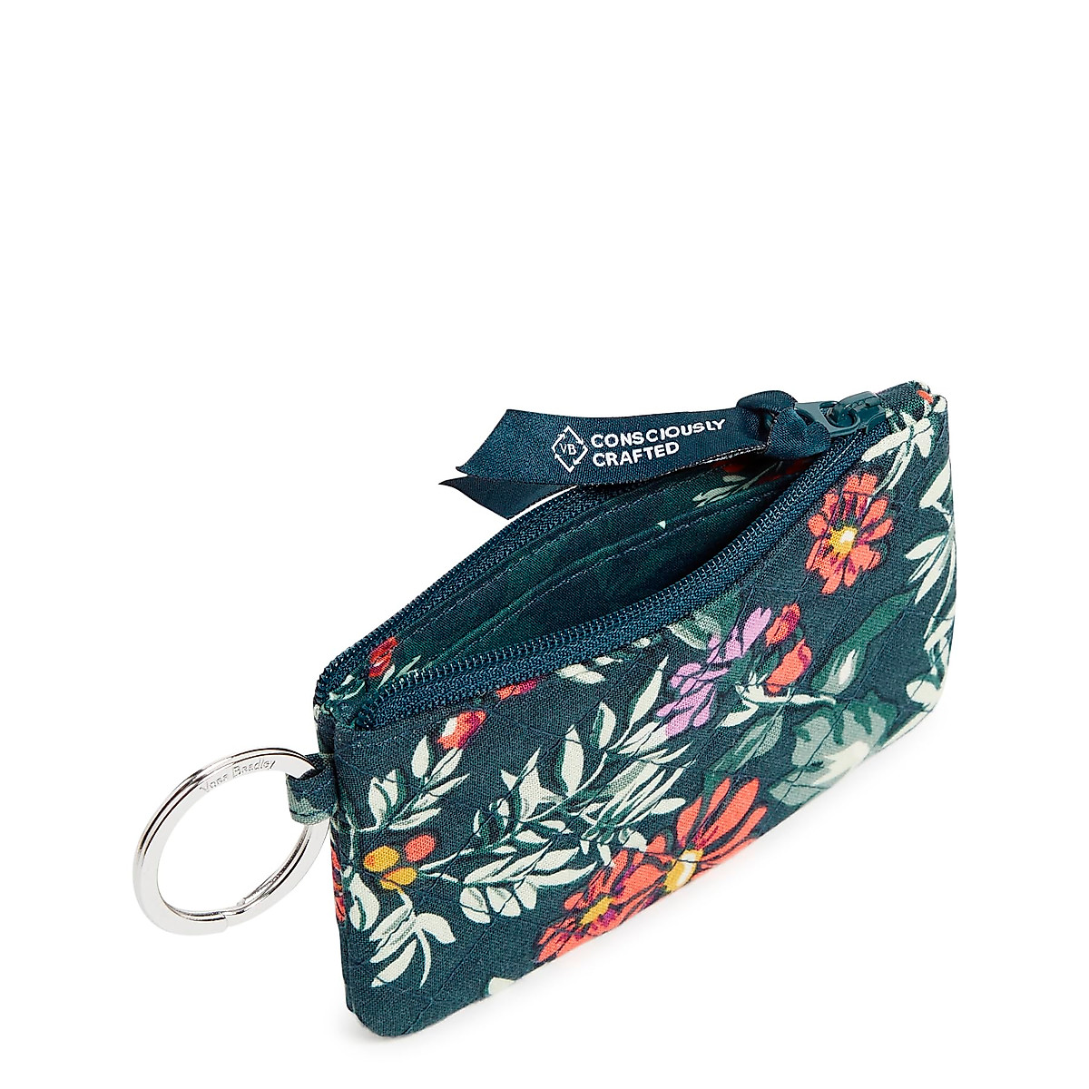 Vera Bradley Women's Cotton Zip Id Case and Lanyard Combo, Fresh-Cut Floral Green, One Size