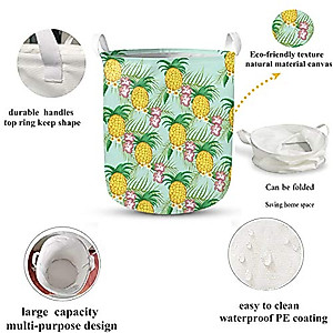 Binienty Large Capacity Laundry Hamper, Washing Laundry Basket with Handle, 3D Art Flower Print Dirty Clothes Storage