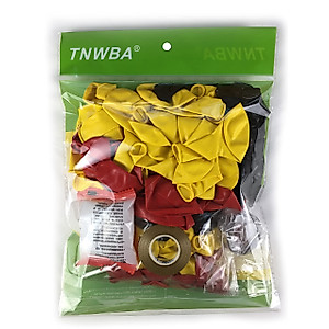 Latex Balloons 120 pcs,Red Black yellow Balloons, Birthday, Wedding, Baby Shower, Party Decoration (Red black yellow)