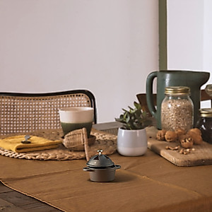 Garlic Roaster Baker, Cast Iron Dutch Oven Pre-Seasoned, Mini Cocotte, 1 Cup Capacity, Black, Ramekin with Lid, for BBQ Grill or Oven, by Bazaar LM-ents (Dome Lid)