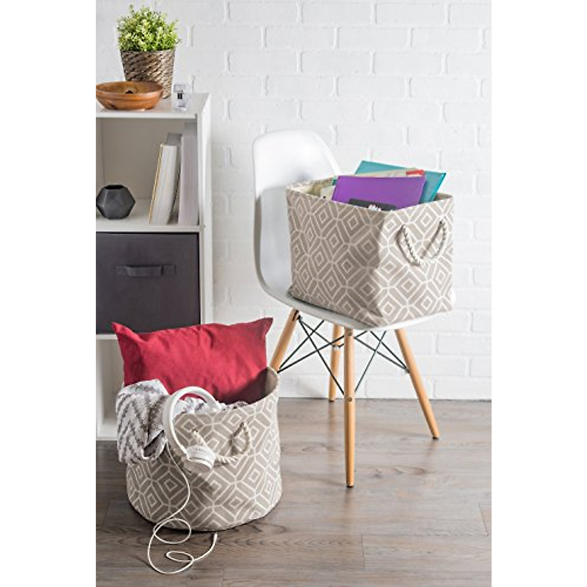 DII Collapsible Polyester Storage Bin, Stained Glass, Stone, Large Rectangle