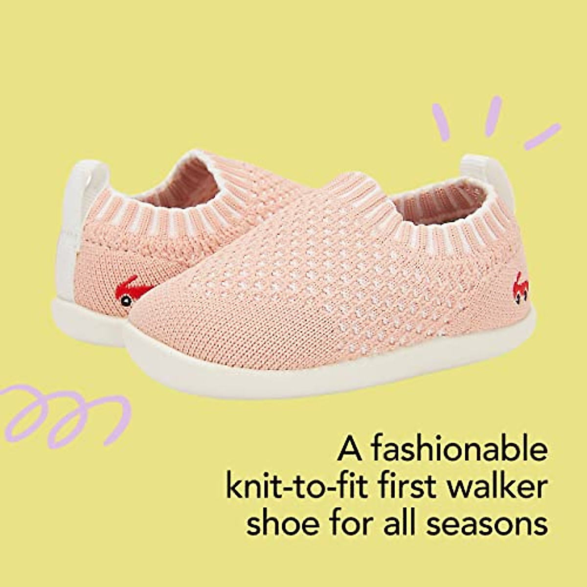 See Kai Run Baby Knit - Slip-On First Walker Shoes for Infants, Pink, Infant 4