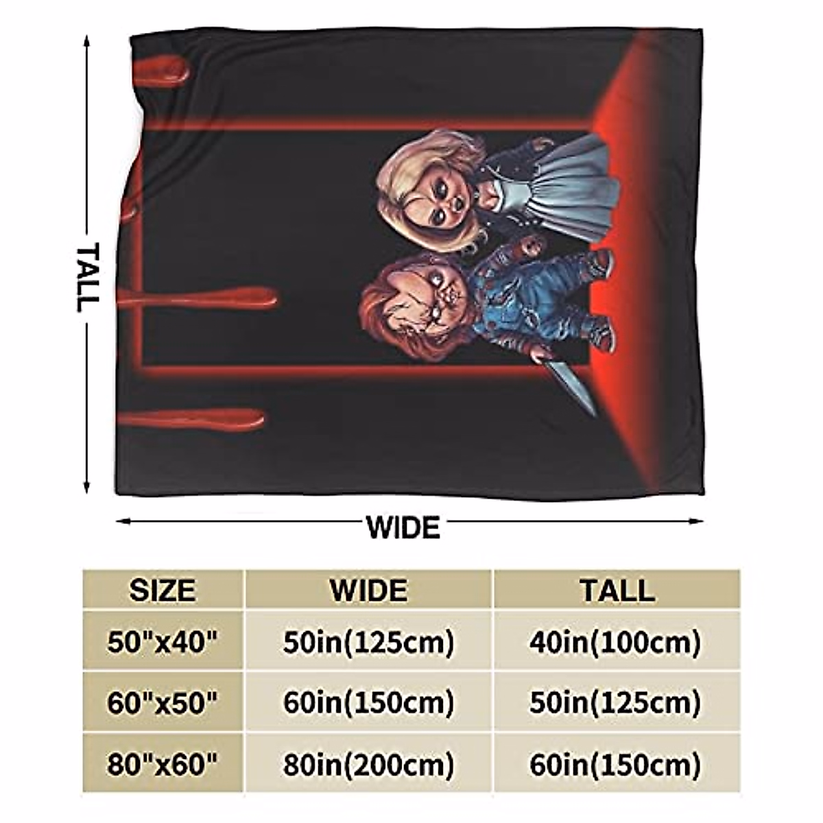 Horror Throw Blanket for Couch Sofa Or Horror Gift Bed Throw , Soft Fuzzy Plush Halloween Blanket, Luxury Flannel Lap Blanket, for All Seasons, 50''x40''