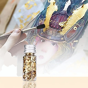 Lwuey Gold Leaf Makeup, Edible Flakes Goldlen Toppers Gilding Paper Bottles Imitation Metallic Decoration Drink Cooking Chocolates Cakes Drinks Baking Dessert Cupcake Steak Food Spa Home 2PCS