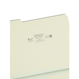Smead Pressboard File Folder, 1/3-Cut Tab, 1" Expansion, Letter Size, Gray/Green, 25 per Box (13230)