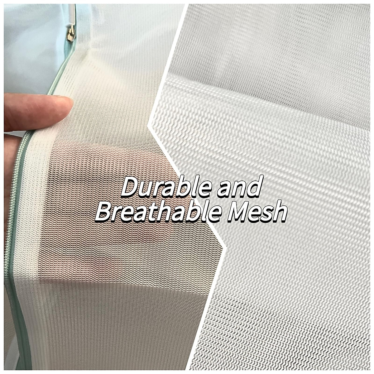 KOLONEEII 2 Pack Mesh Laundry Bag for Delicates 24 x 32 inch Durable Laundry Wash Bags Zippered Dirty Clothes Laundry Garment Bag for Lingeries, Sweaters, Travel, Blankets, Bedding