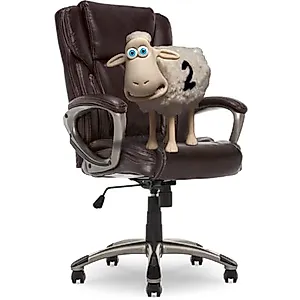 Serta Executive Office Adjustable Ergonomic Computer Chair with Layered Body Pillows, Waterfall Seat Edge, Bonded Leather, High-Back, Brown