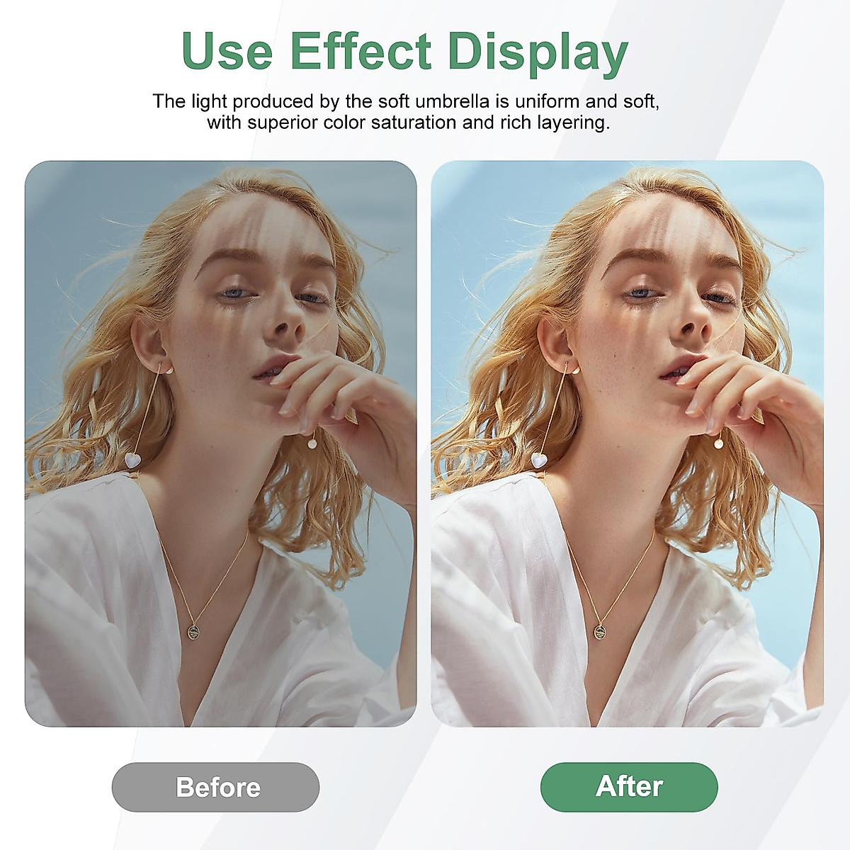 Nexiview Photography Umbrella Lighting Kit, 2 Pack 33" Soft White Reflector for Camera Lighting, Continuous Studio Lighting for Video Recording, Portrait Shooting