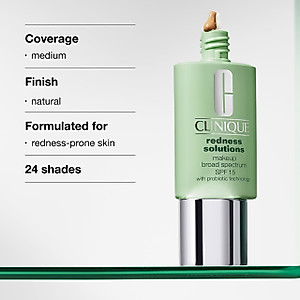 Clinique Redness Solutions Liquid Foundation Makeup Broad Spectrum SPF 15 With Probiotic Technology | Covers Redness + Appropriate For Skin With Rosacea, Calming Alabaster, 1 Fl Oz
