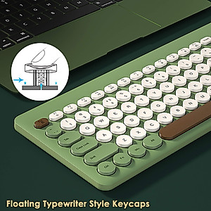 Wireless Keyboard and Mouse Combo, Superbcco 2.4GHz USB Cordless Computer Keyboard with Numeric Keypad, Quiet Click, Round Keys, Slim for Desktop/PC/Laptop/Surface/Windows OS (Chocolate Green)