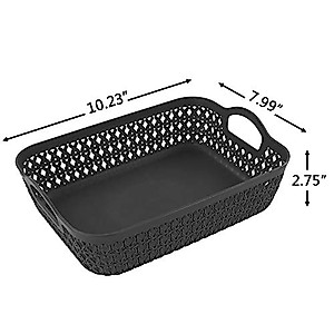 Zerdyne 6-Pack Gray Small Plastic Storage Baskets Tray with Handle