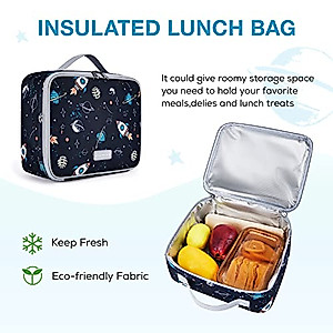 mommore Kids Backpack Set, Lightweight School Backpack for Kids Elementary Rocket Bookbag for Students with Chest Strap Water Resistant,3pcs black