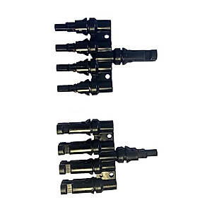 KRXNY Solar Panel PV 1 To 4 T Branch Connectors PV Cable Coupler Combiner Connector Splitter Adapter M/FFFF And F/MMMM 1 Pair