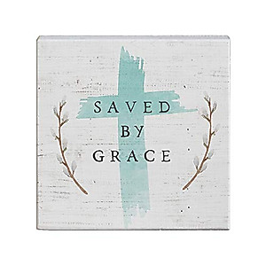 Simply Said, INC Small Talk Sign 5.25" Wood Block Plaque STS1301 - Saved by Grace