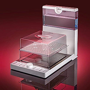 STX Evolution Foldable Family-Sized Food Steamer, Model STX-EV-WH, Featuring a Large Capacity (1.8 Liter) BPA-Free Water Reservoir with Time Matched Water Levels and Dual Level Stackable Trays