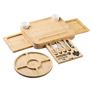 Rae Dunn Charcuterie Board & Accessories - Large Charcuterie Board Set, Bamboo Cheese Board Set with Serving Forks and Platters, Cheese Knives Included