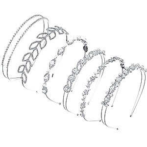 Tatuo 6 Pieces Bride Bridesmaids Crystal Flower and Leaves Crown Headband and Women's Girl's Faux Pearl Rhinestones Headdress for Wedding Party (Style 1)