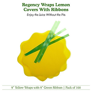 Regency Wraps Lemon Cover With Ribbon For Seed Free Squeezing of Lemon Halves or Wedges, Ribbon Wrap, Yellow (100 Count)