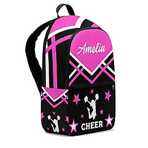 Cheerleader Cheer Pink Personalized Backpack for Teen Boys Girls,Custom Travel Backpack Bookbag Casual Bag Name Gift