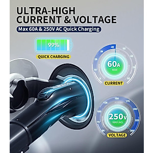 J1772 for Tesla Charger Adapter EVs Charging Adapter, Max 60 Amp & 250V, Waterproof, Security Lock- Suitable for Tesla Charger with Mobile Connector, Wall Connector