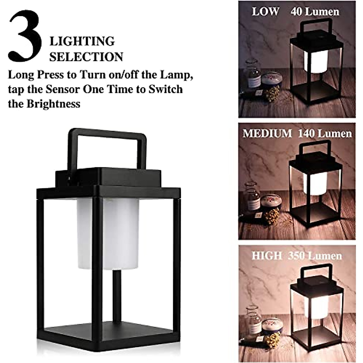 HFVLITE Cordless Table Lamp Waterproof Portable Garden Light Touch-Sensitive LED Night Light Outdoor Rechargeable Hand Lamp, Dimmable Desk Light Battery Operated for Garden, Patio, Yard, Path