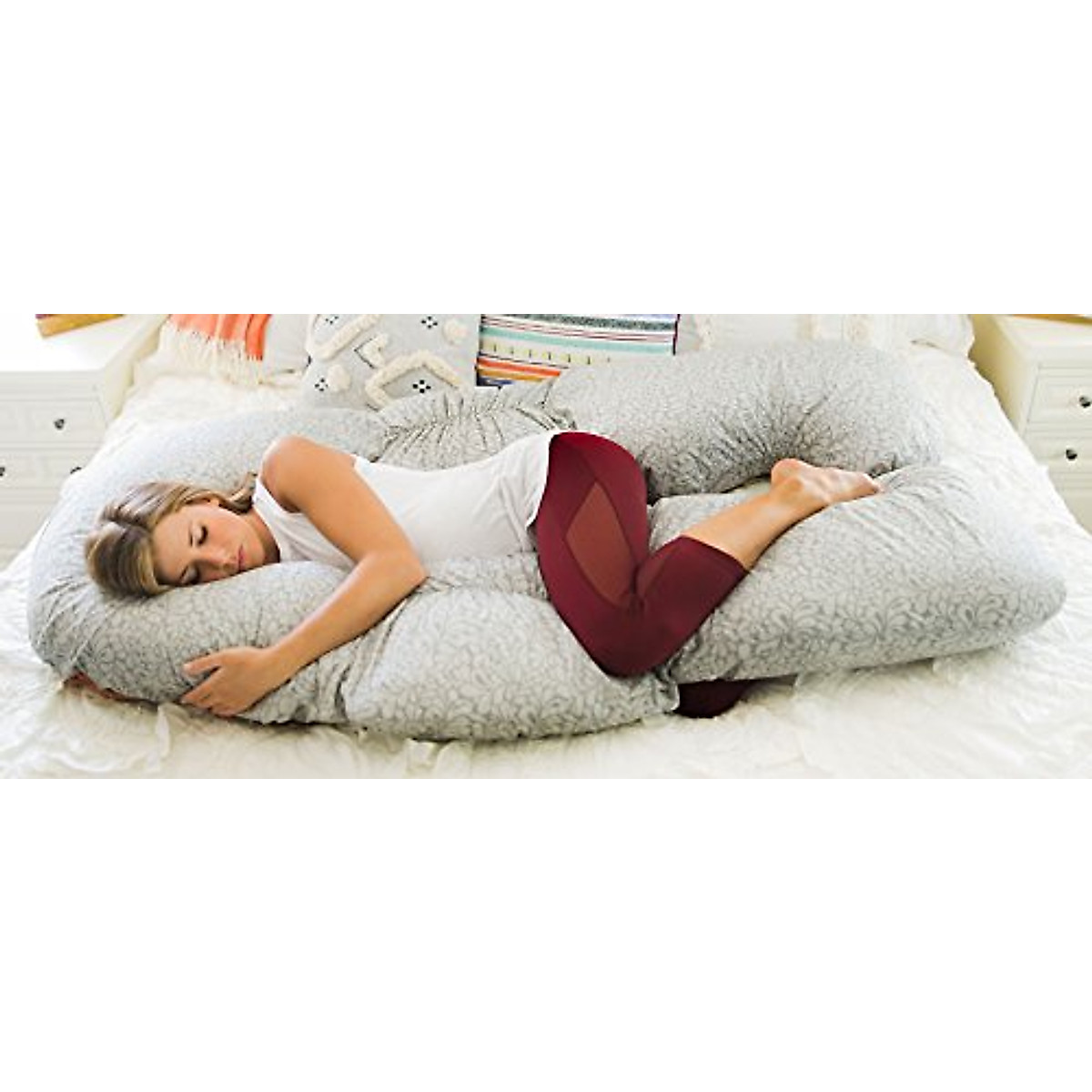 Leachco Back 'N Belly Bunchie Pregnancy/Maternity Body Pillow, Splash Gray , 1 Count (Pack of 1)