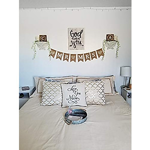 Honbay MR and MRS Burlap Banner Wedding Bunting Banner for Wedding Photo Props, Backdrop or Table Decorations