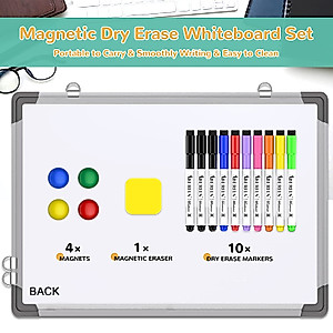 Small Monthly Calendar Dry Erase Whiteboard for Wall, 16" x 12" Magnetic Dry Erase Board, Hanging Double-Sided White Board, Portable Board for Drawing, Kitchen, Planning, Memo, School, Home, Office