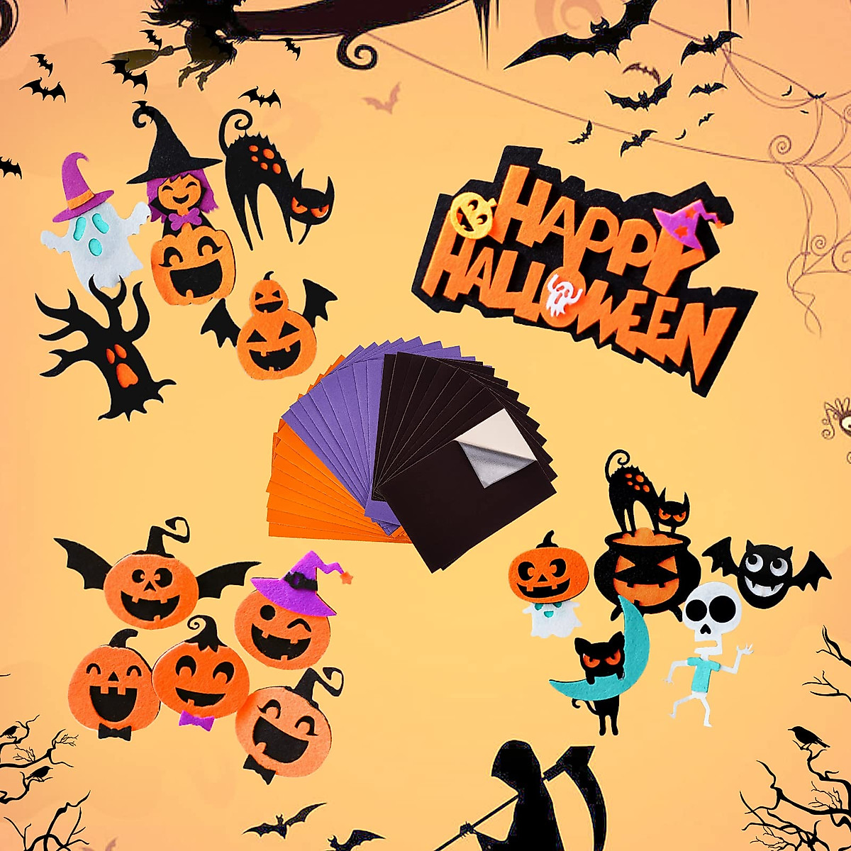 BENECREAT 12PCS 11.5"x15.5" Large Black Halloween Velvet Adhesive Back Sheet Jewelry Box Liner Fabric, Durable and Water Resistant for Festival Art Craft Making