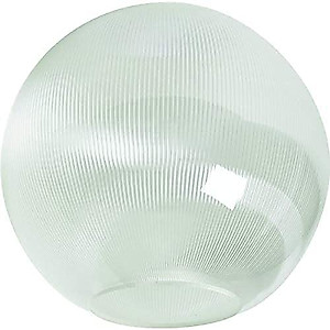 KastLite Lamp Post Globe Combo Lighting Fixture | 16" Neckless Prismatic Lens with Black Fitter Wing Clips | Fits 3" Diameter Posts (Not Included) | Comes with with 5000K LED Bulb