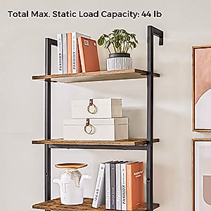 VASAGLE Industrial Ladder Shelf, 6-Tier Bookshelf, Wall Shelf for Living Room, Office, Kitchen, Bedroom, 23.6 x 11.8 x 80.6 Inches, Rustic Brown and Black ULLS103B01