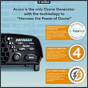 DRIWASH PULSE Home Ozone Generator with Patented PulseTECH™ Technology - Deodorize, Sanitize, and Purify Your Indoor Spaces!