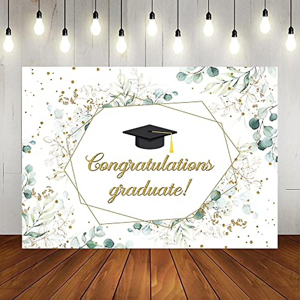 Lofaris Class of 2023 Graduation Backdrop Greenery Congratulations Graduates Background Green Eucalyptus Congrats Grad Prom Party Decor Cake Table Banner Photo Booth Props 7x5ft