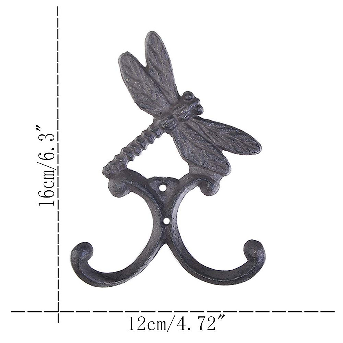 Haidong Cute Animal Iron Hook Cast Iron Wall Iron Hook Decorative Hook Clothes and Caps Hook Room Balcony Bedroom Office Wall Hanging Piece (Dragonfly)