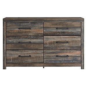 Signature Design by Ashley Drystan Rustic Industrial 6 Drawer Dresser, Weatherworn Brown