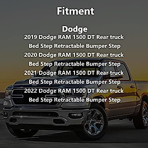 YITHSWAY Rear Bed Step Retractable Bumper Step Replace 82215289AG For 2019-2022 Dodge RAM 1500 DT Dual Exhaust Vehicles (New Body Style) Rear Corner Bed Step 82215289AH Bumper Tailgate Truck Bed Step.