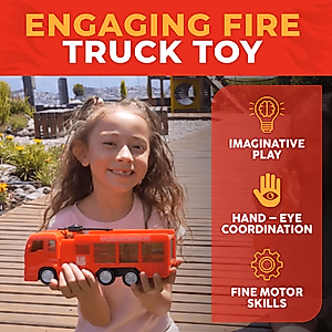 WolVolk Electric Firetruck Toy - Unstoppable Adventure with The Fire Trucks Stunning 3D Lights and Sirens Toddler Fire Truck Toys for 3 Year Old Boys - Fire Trucks for Toddlers 3-5