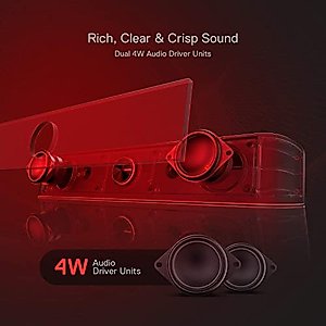 Redragon GS560 RGB Desktop Soundbar, 2.0 Channel Computer Speaker with Dynamic Lighting Bar Audio-Light Sync/Display, Touch-Control Backlit with Volume Knob, USB Powered w/ 3.5mm Cable, Black