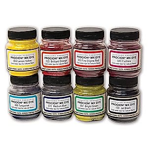 Jacquard Procion MX Dye 8 Color Set - Cold Water Dye - 2/3 oz - Permanent and Washfast Fiber Reactive Dye