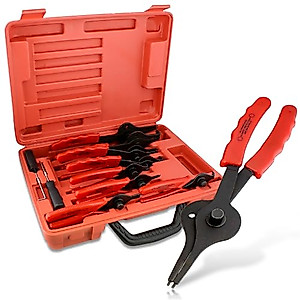 ABN Snap Ring Pliers Set, 11-Piece – .038in - .09in (1-2.3mm) Straight & Bent Retaining Ring Pliers w/Hook & Pick