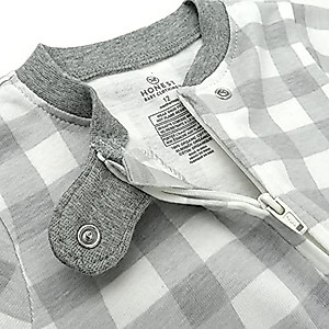 HonestBaby Baby Organic Cotton Snug-Fit Footed Pajamas, Gray Buffalo Check Print, 24 Months