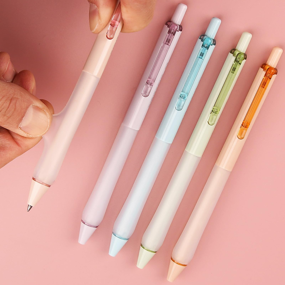 WRITECH Gel Ink Retractable Pens: Black Ink 0.7mm medium Point Pen Set, Extra Smooth Tip No Bleed Smear Smudge Refillable Clickable Pens Bulk for Writing Journaling Multicolor Fine Pens 8ct