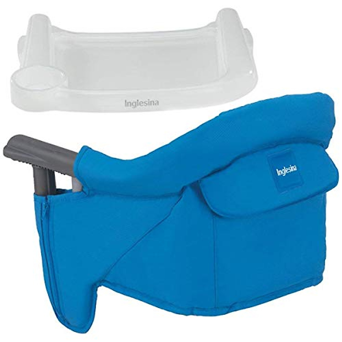 Inglesina - Fast Table Chair with Fast Tray: Hook On Portable High Chair for Babies and Toddlers, Damage Free Travel Booster Seat for Restaurant Use - Includes Snap On Tray, Light Blue